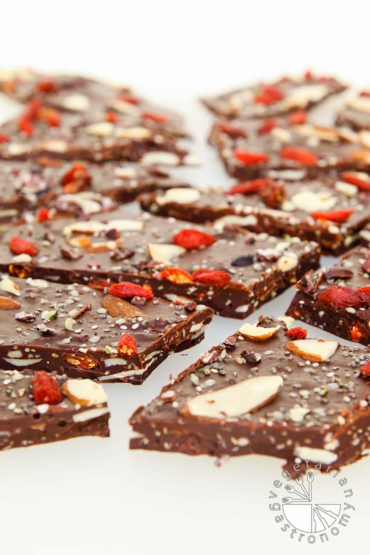 Chewy, Seedy Healthy Dark Chocolate Bark - Vegetarian Gastronomy