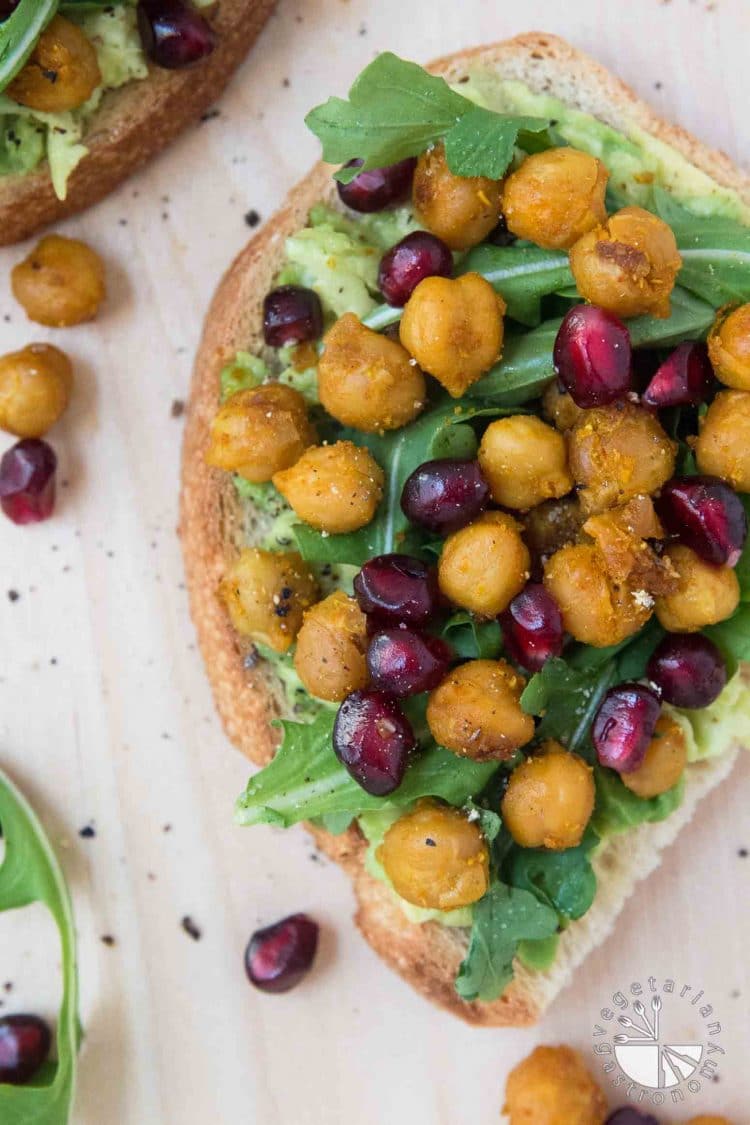 Loaded Avocado Toast Recipe with Roasted Chickpeas & Pomegranates ...